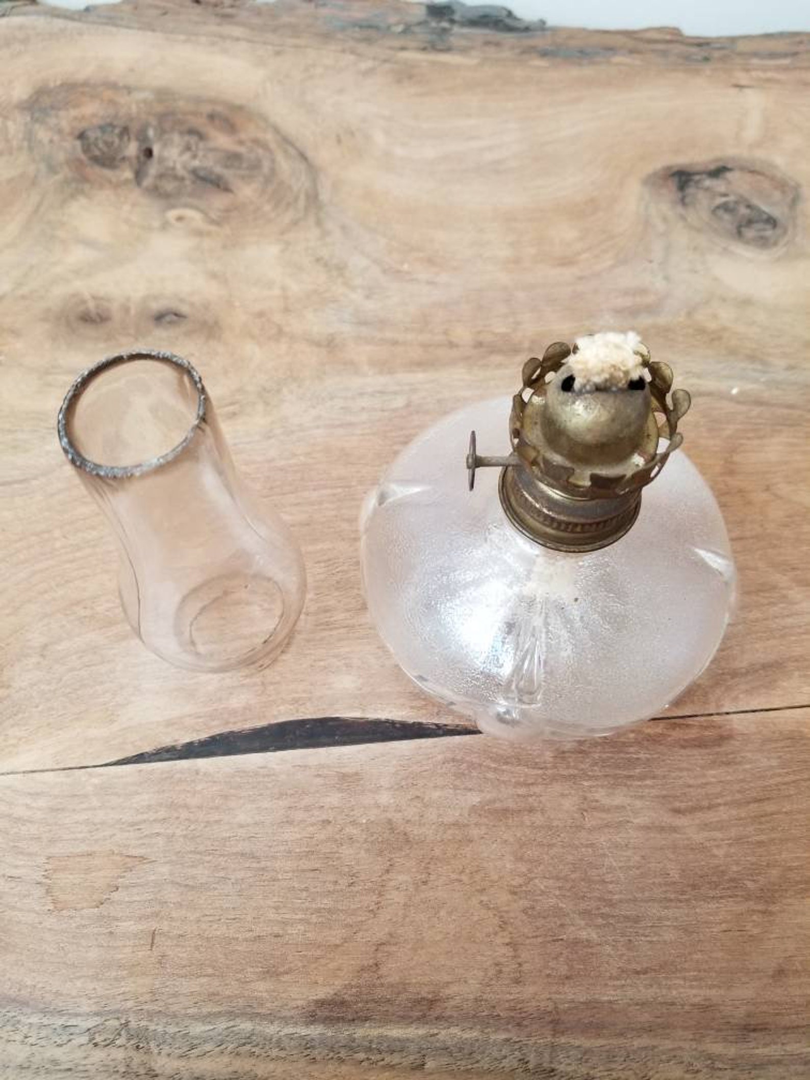Vintage Clear Glass miniature Oil Lamp | Etsy