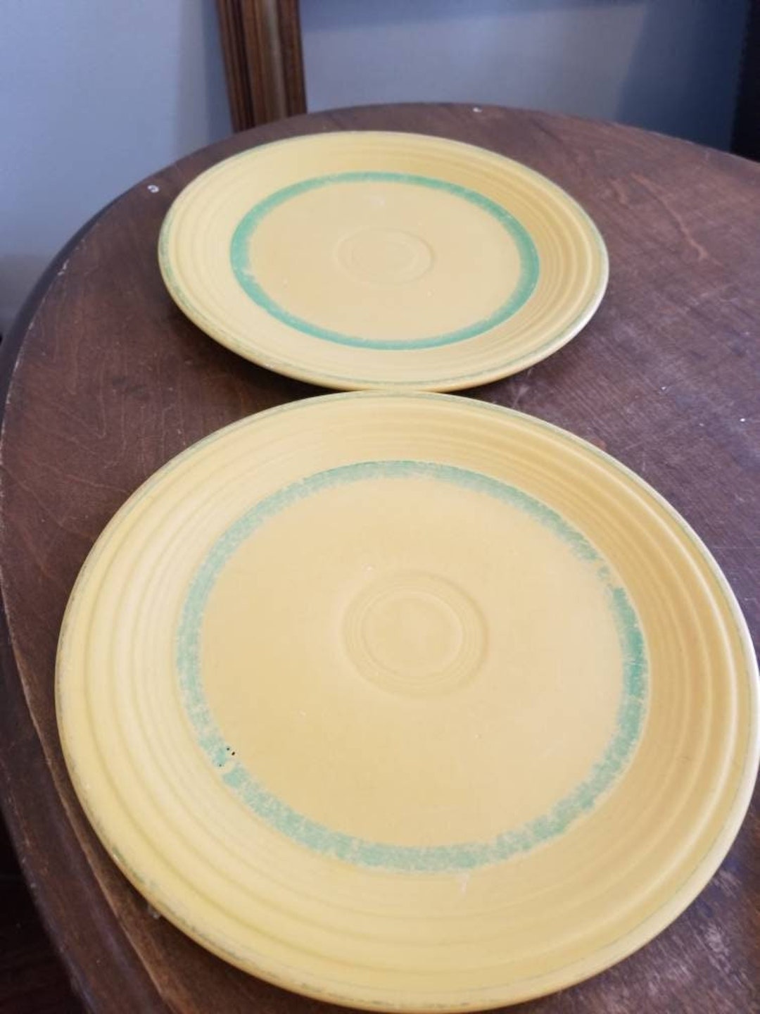 Set of 3 Vintage Fiesta Yellow Plates 2 With Worn Green Stripe - Etsy