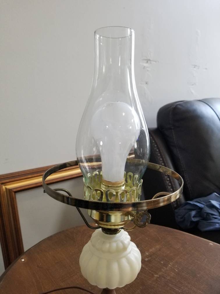 Vintage Electric Hurricane Style Lamp With Leaf Design - Etsy