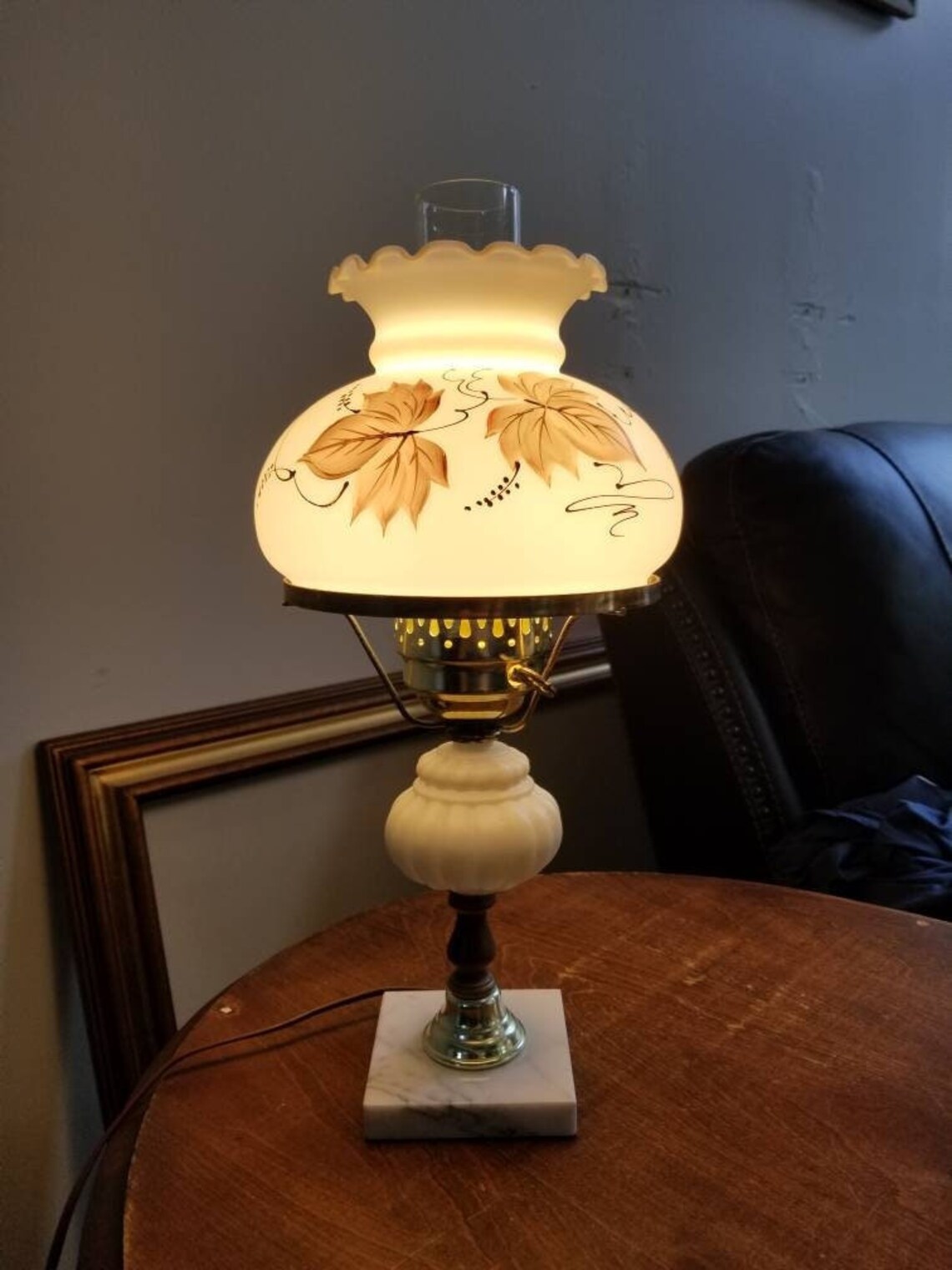 Vintage Electric Hurricane Style Lamp With Leaf Design - Etsy