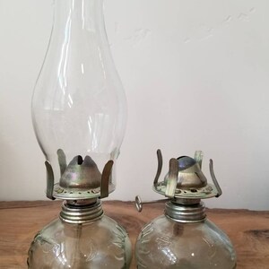 Set of 2 Vintage Clear Glass Mini Oil Lamps with Sun Moon | Etsy