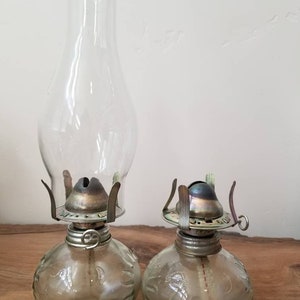 Set of 2 Vintage Clear Glass Mini Oil Lamps with Sun Moon | Etsy