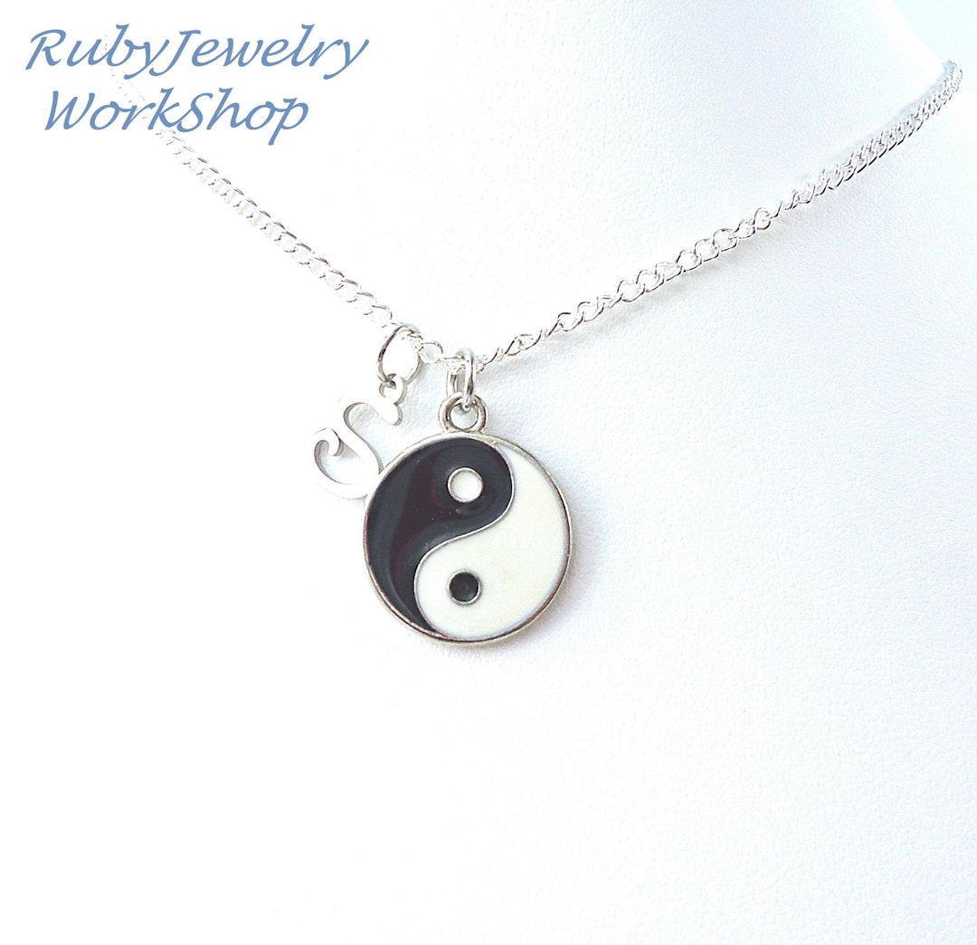 Initial Enamel Yin Yang Charm Chain Necklace Gift for Martial Art, Tae ...
