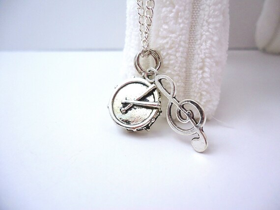 Custom Drum & Music Note Chain Necklace 3D Drum Charm | Etsy