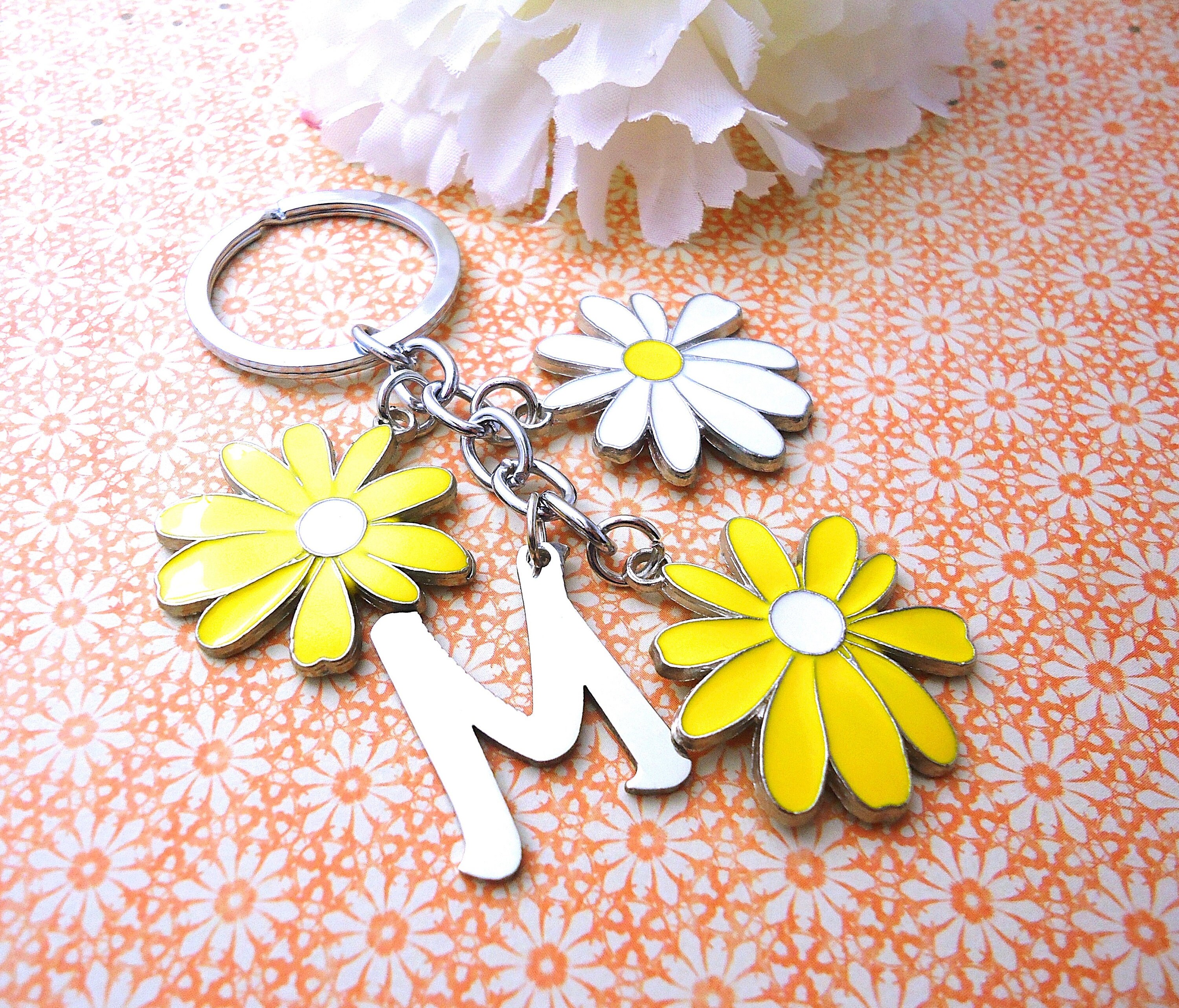 Enamel Daisy Flowers Key Chain Yellow & White Flowers - Etsy UK
