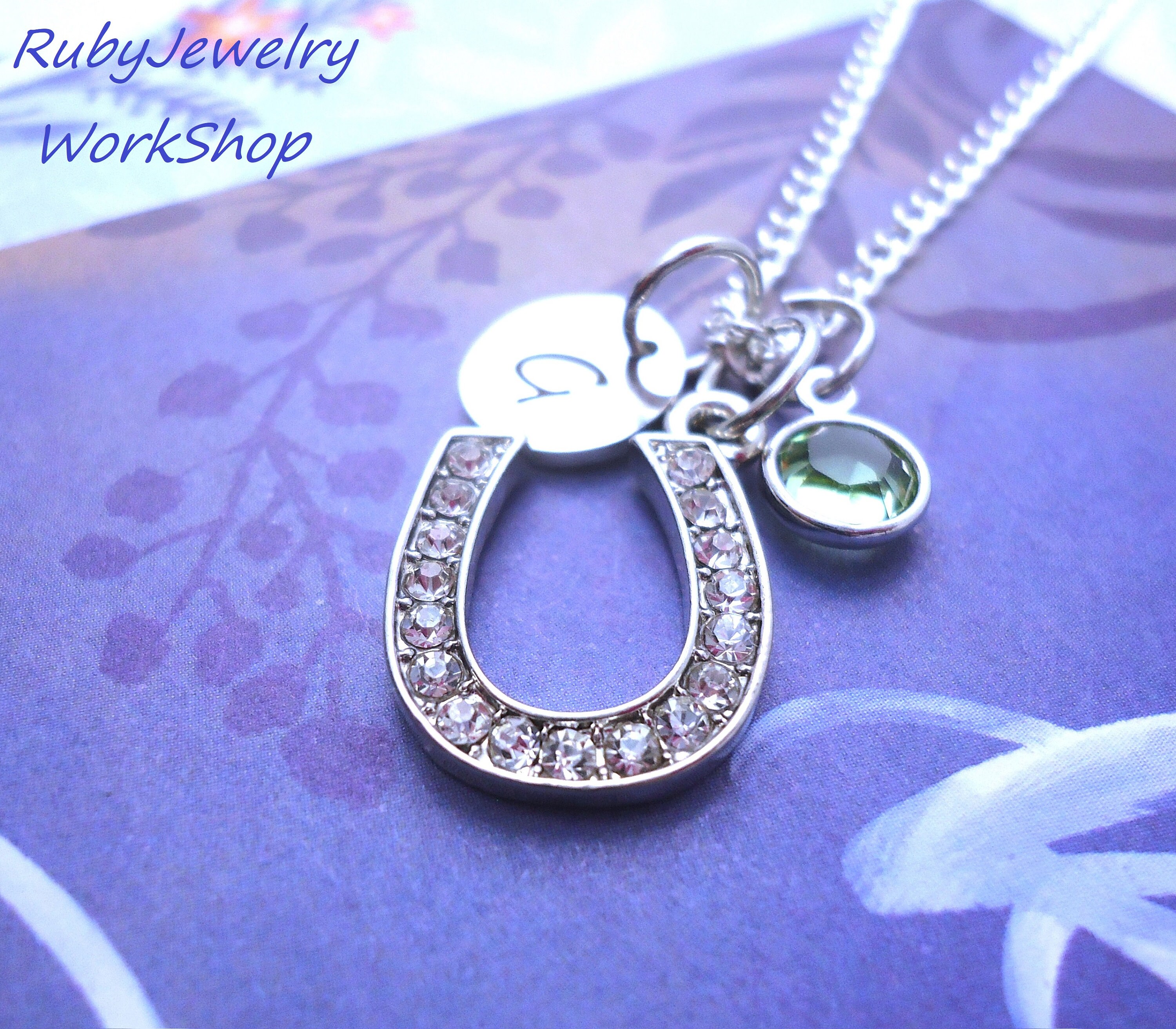 Personalized Rhinestone Horse Hoof Chain Necklace Initial & - Etsy