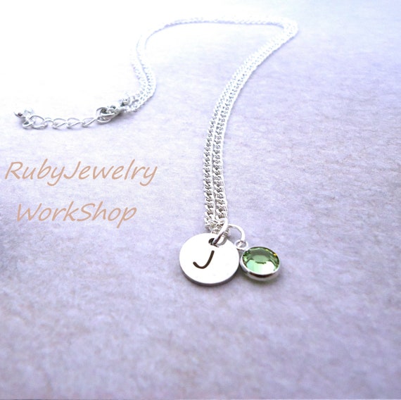 Simple & Fashion Initial Birthstone Chain Necklace | Etsy
