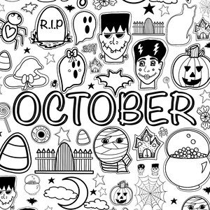 Hand-drawn Fall Coloring Pages, September, October, November, Seasonal ...