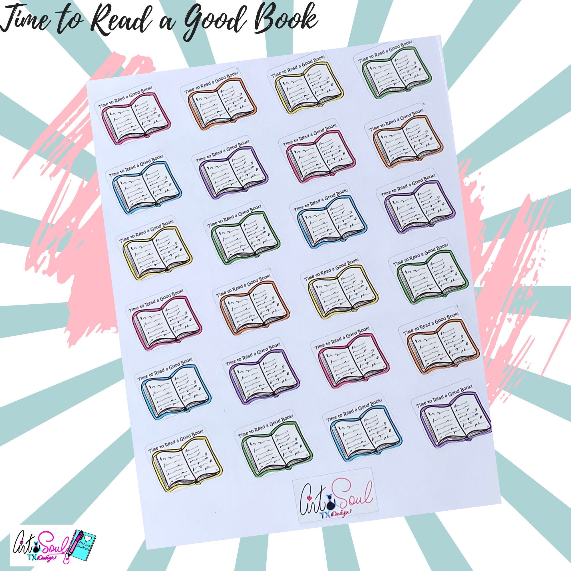 Read a Book Time Book Lover Stickers Book Worm Planner - Etsy