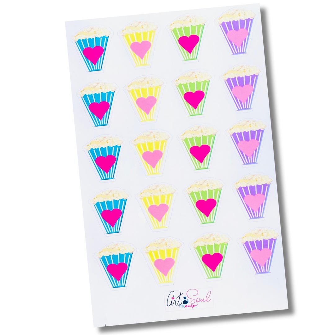Popcorn Planner Stickers: Movie Night Food Stickers - Etsy
