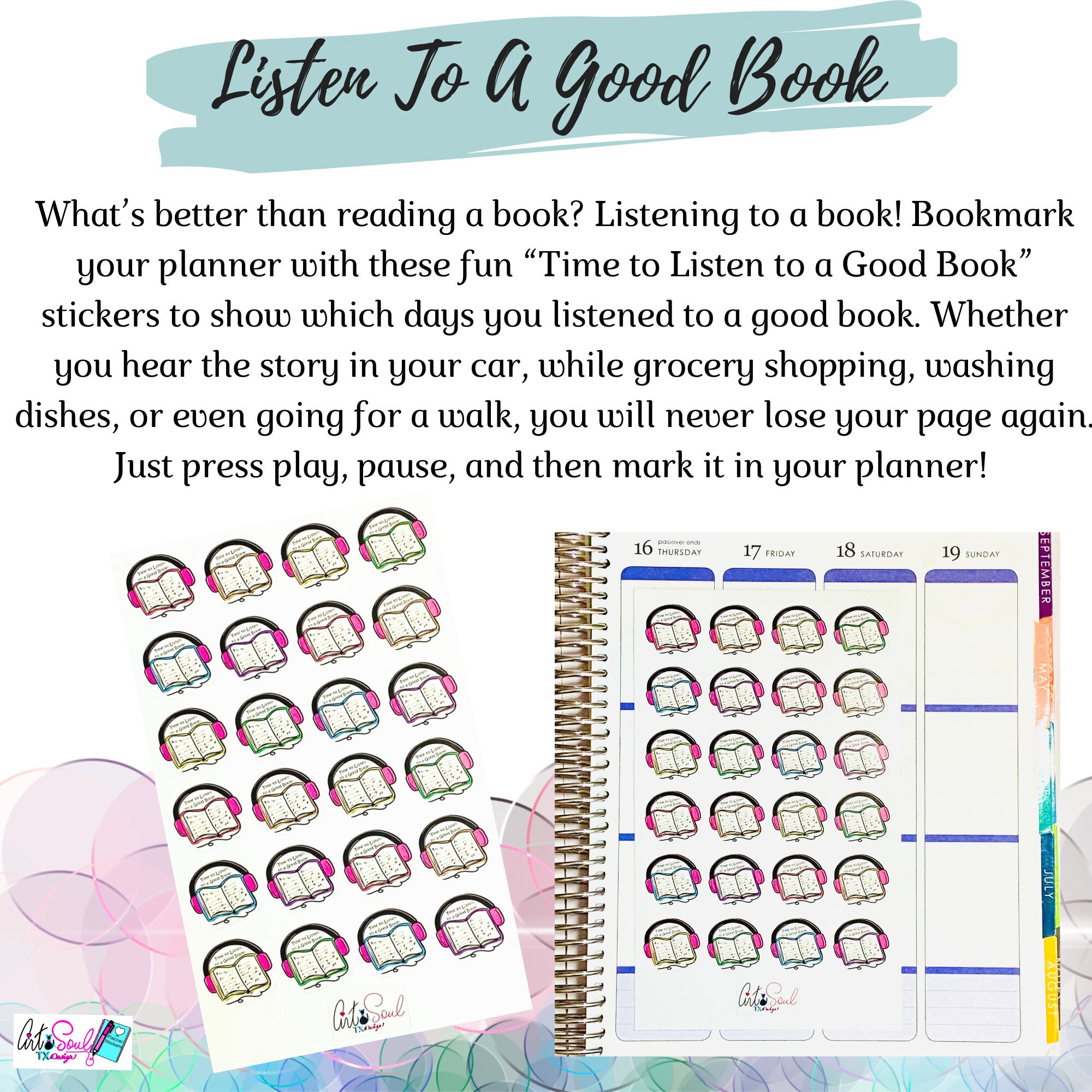 Listen to a Book Time Stickers Audiobook Lover Stickers Book - Etsy