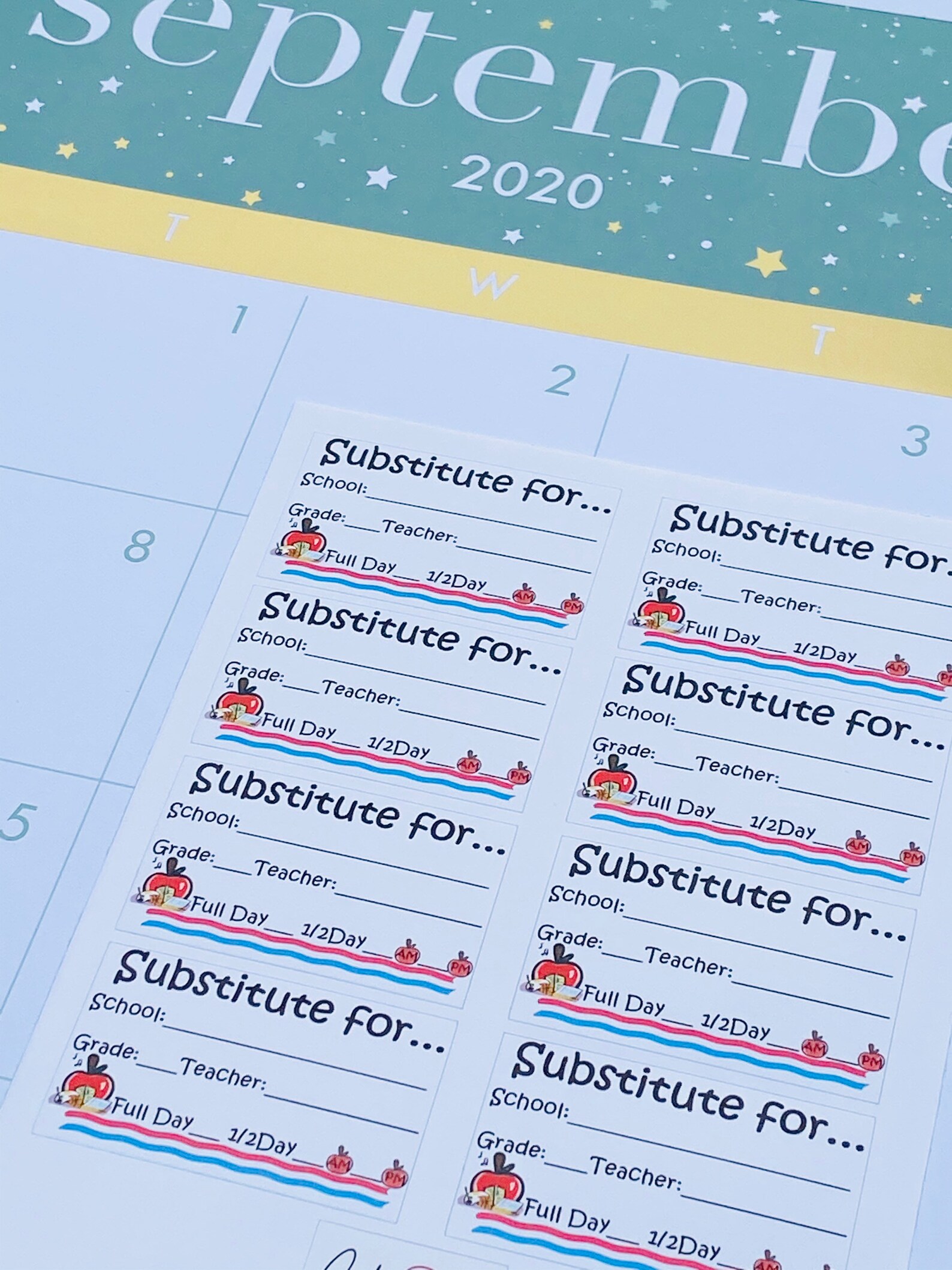 Substitute Teacher Planner Stickers, Sub Day Tracker, Schedule ...