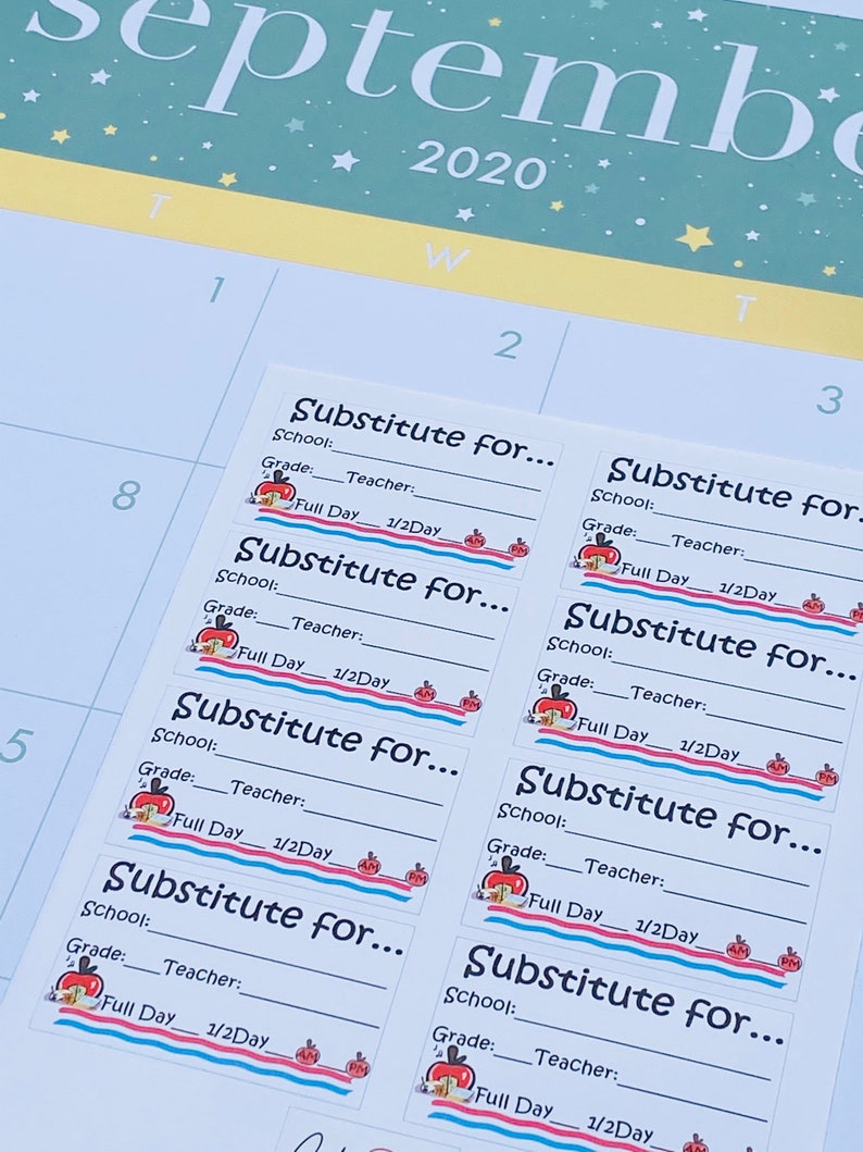 Substitute Teacher Planner Stickers: Classroom Tracker, Desk Calendar ...