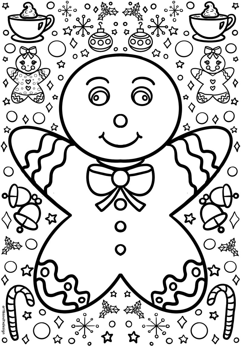 Christmas Coloring Pages: Gingerbread Man & Tree (PDF Download) - Etsy
