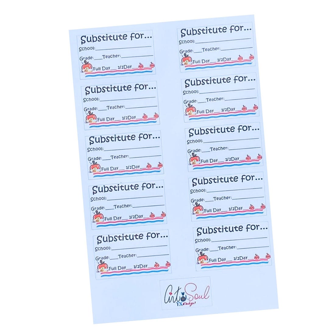Substitute Teacher Planner Stickers, Substitute Teacher Classroom ...