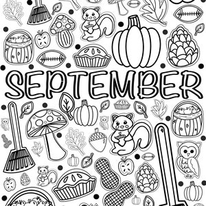 Hand-drawn Fall Coloring Pages, September, October, November, Seasonal ...