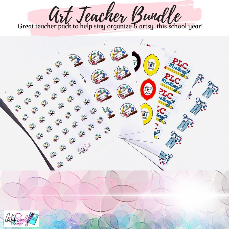 Art Teacher Planner Sticker Bundle, Rotation Schedule, PLC Meeting, Art ...