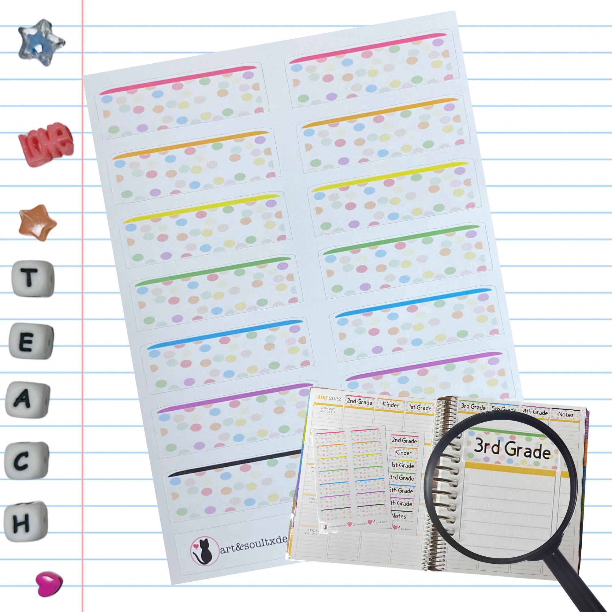 Polka Dot Planner Stickers: Custom Teacher Headers for EC & Happy ...
