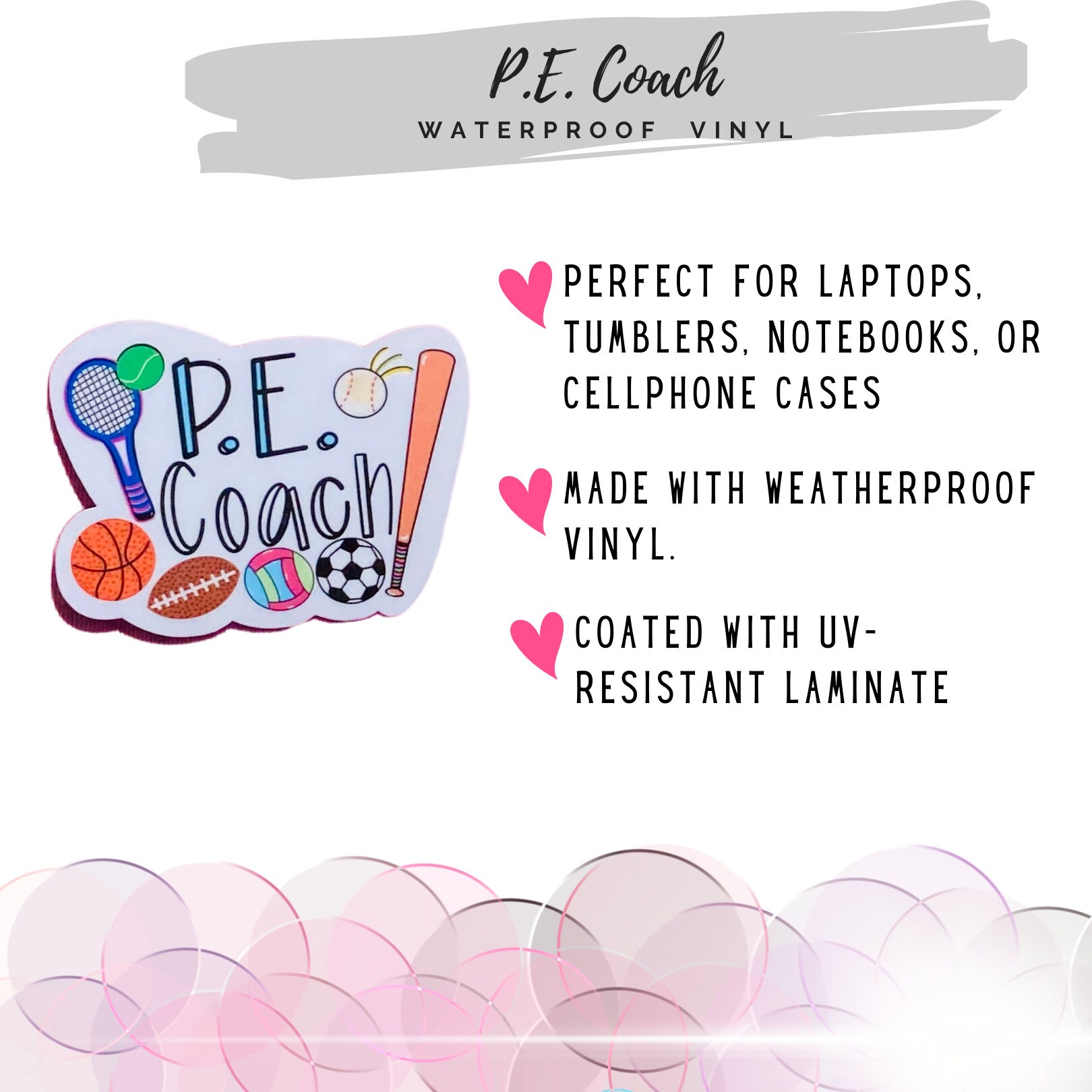 P.E. Coach Teacher Sticker, Vinyl, Waterproof, Sticker - Etsy