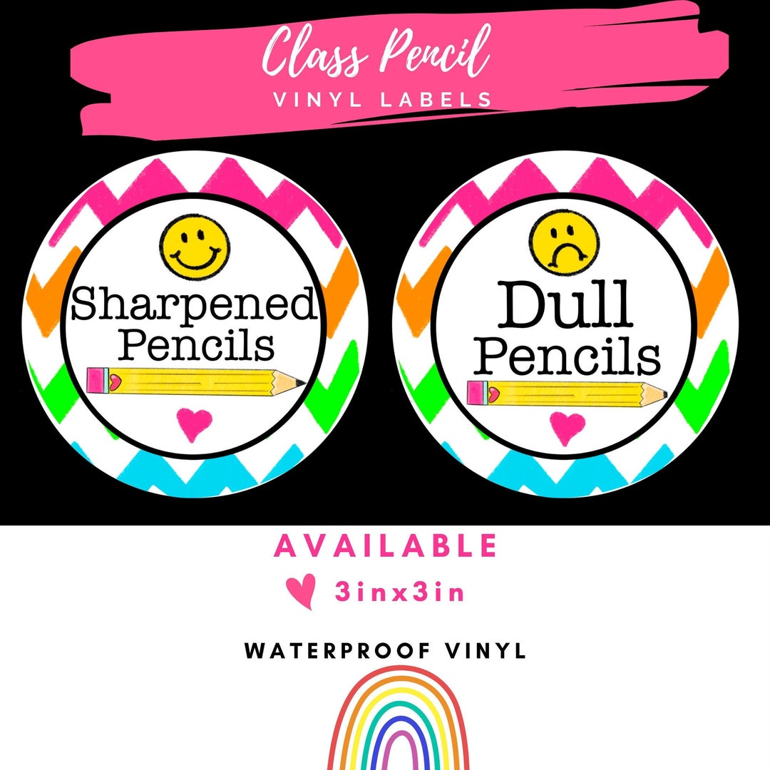 Class Pencil Vinyl Labels, Teacher Stickers, Classroom Organization ...