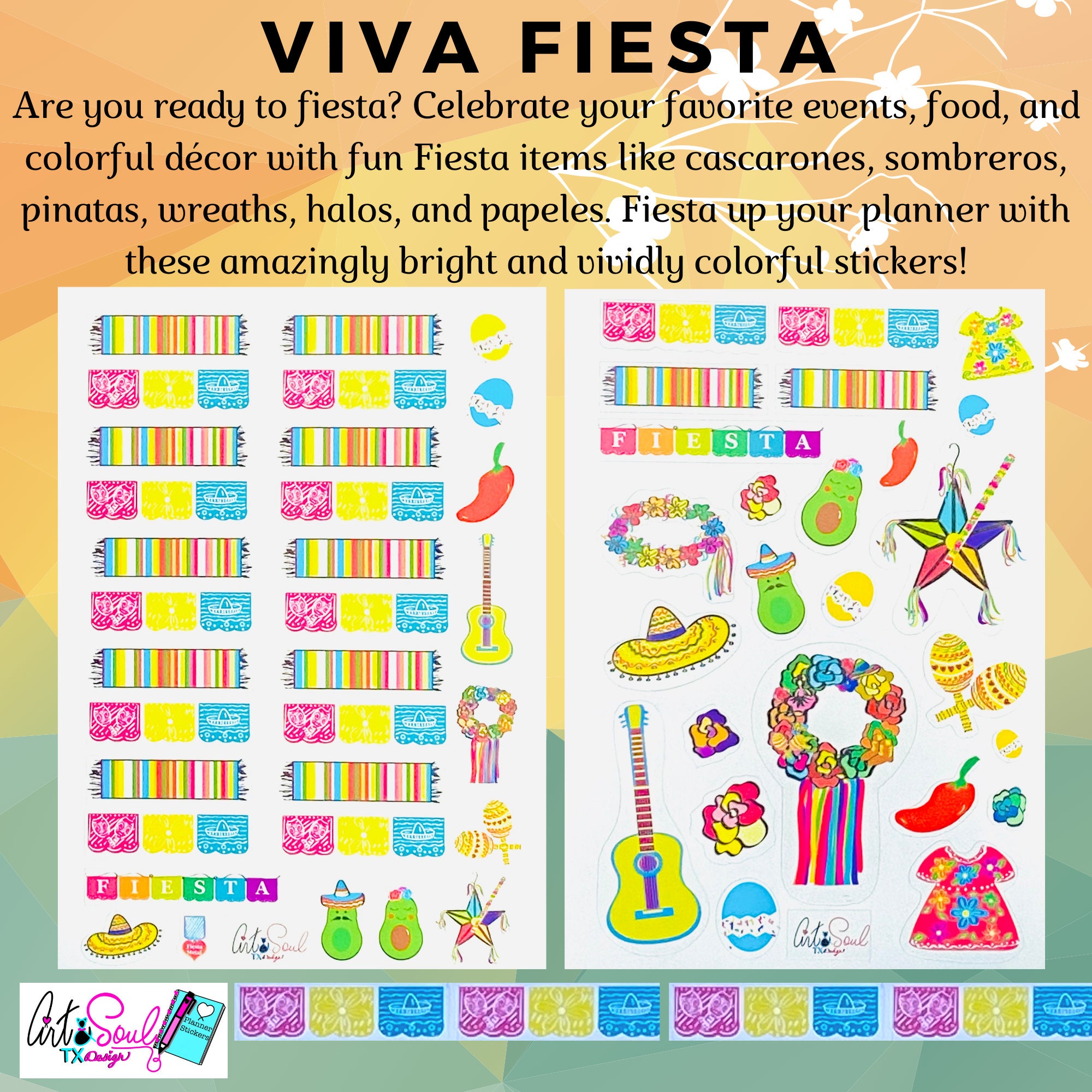 Fiesta Sticker Pack Mexican Fiesta Stickers Viva Fiesta | Etsy