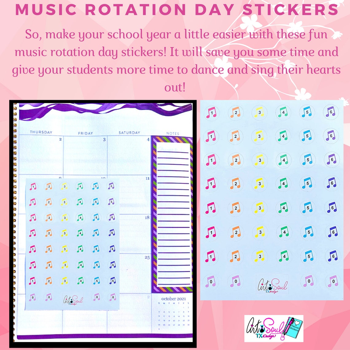 Music Teacher Rotation Schedule Planner Stickers Music | Etsy