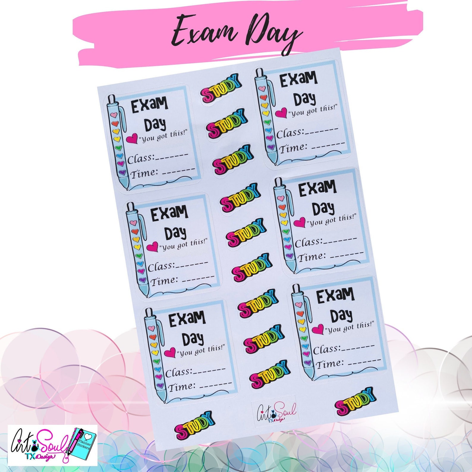 College Exam Day Stickers, College Exam Day Sticker Pack College ...