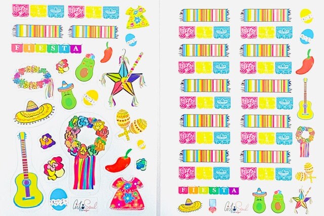 Fiesta Sticker Pack Mexican Fiesta Stickers Viva Fiesta | Etsy