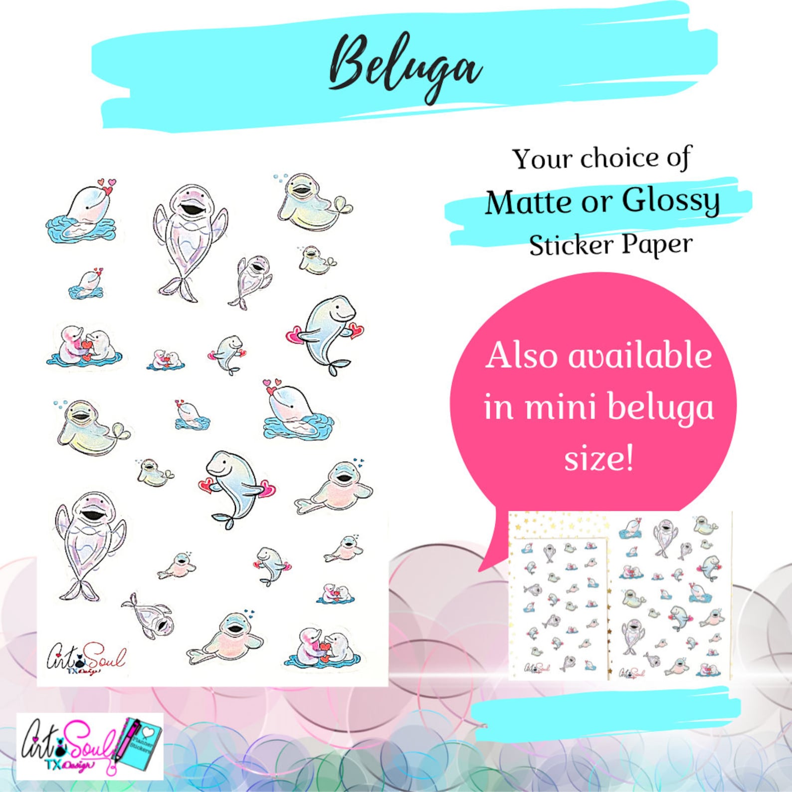 Cute Beluga Whale Sticker Pack Beluga Whales - Etsy