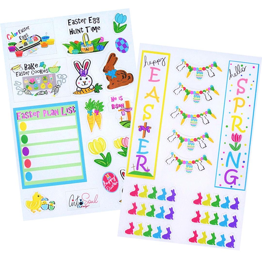 Happy Easter Sticker Pack, Easter Stickers, Easter Basket Stuffers ...
