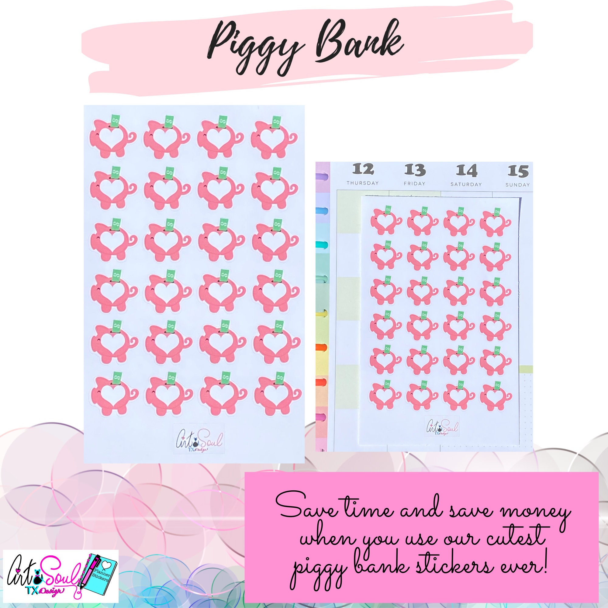 Piggy Bank Planner Stickers Savings Tracker Budget Planner - Etsy
