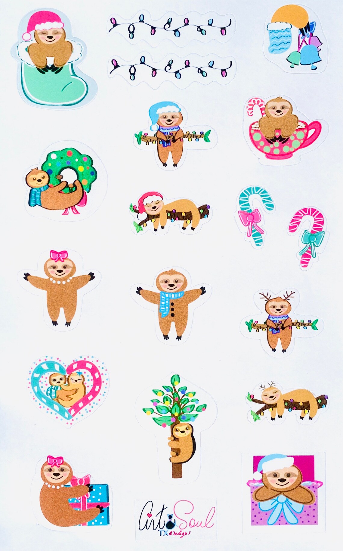 Sloth Christmas Planner Stickers Sloth Gift Hand Drawn | Etsy
