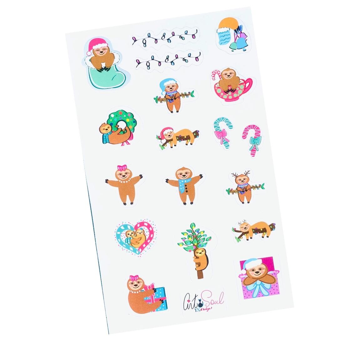 Sloth Christmas Planner Stickers, Sloth Gift, Hand Drawn Christmas ...