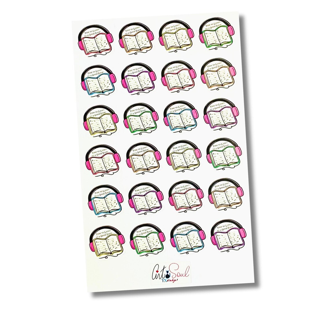 Listen to a Book Time Stickers, Audiobook Lover Stickers, Book Worm ...