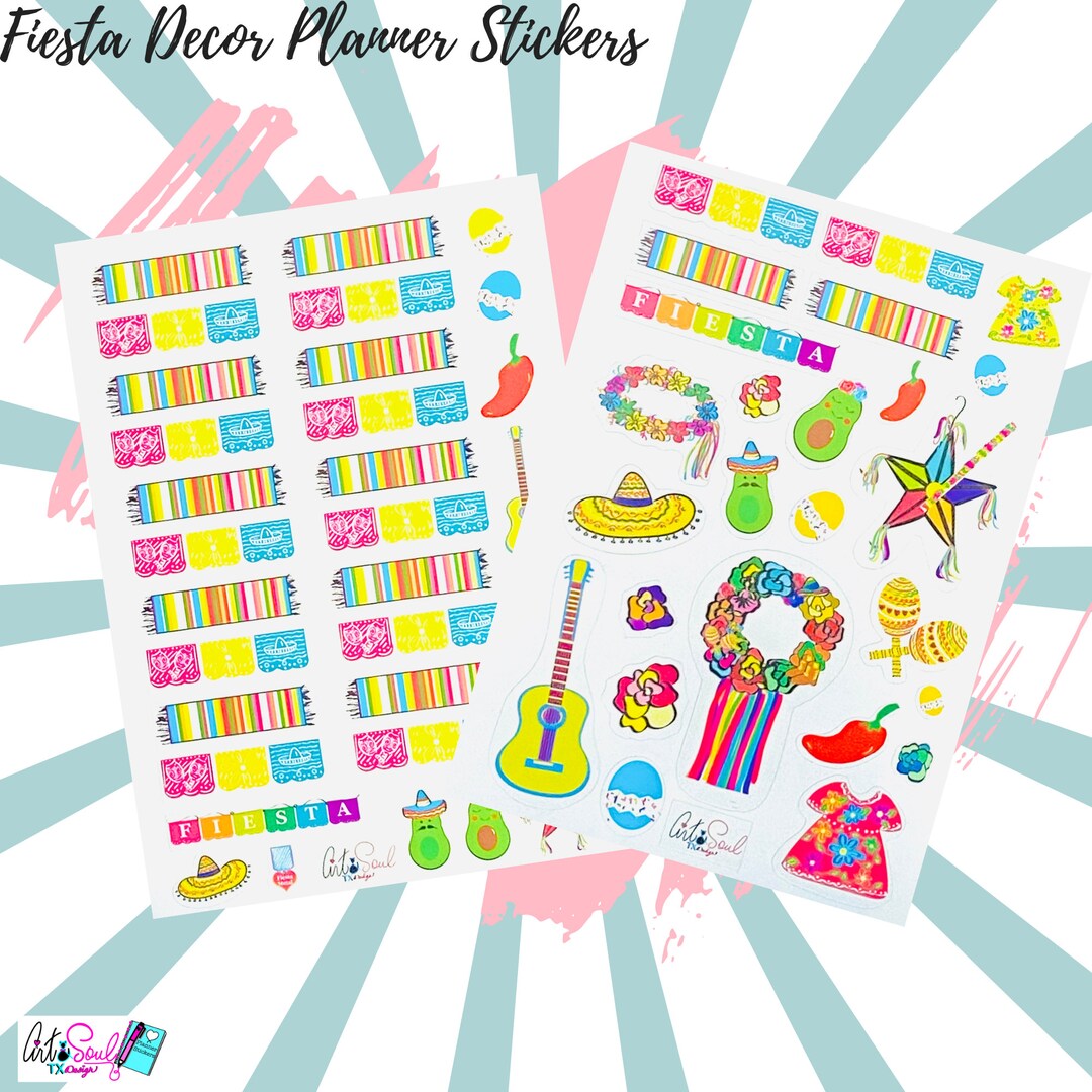 Fiesta Sticker Pack, Mexican Fiesta Stickers, Viva Fiesta, Planner ...