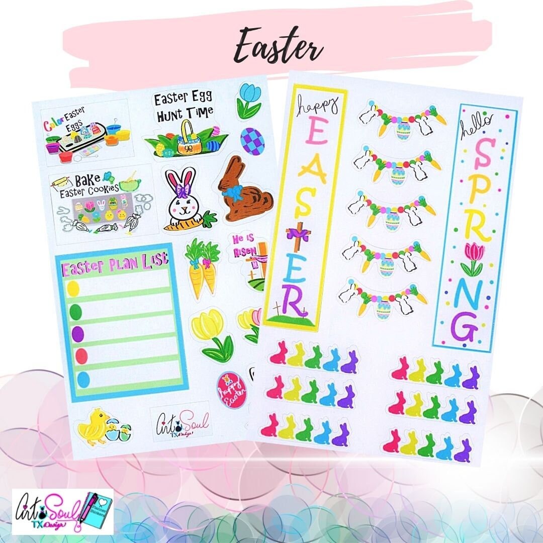 Happy Easter Sticker Pack Easter Stickers Easter Basket - Etsy