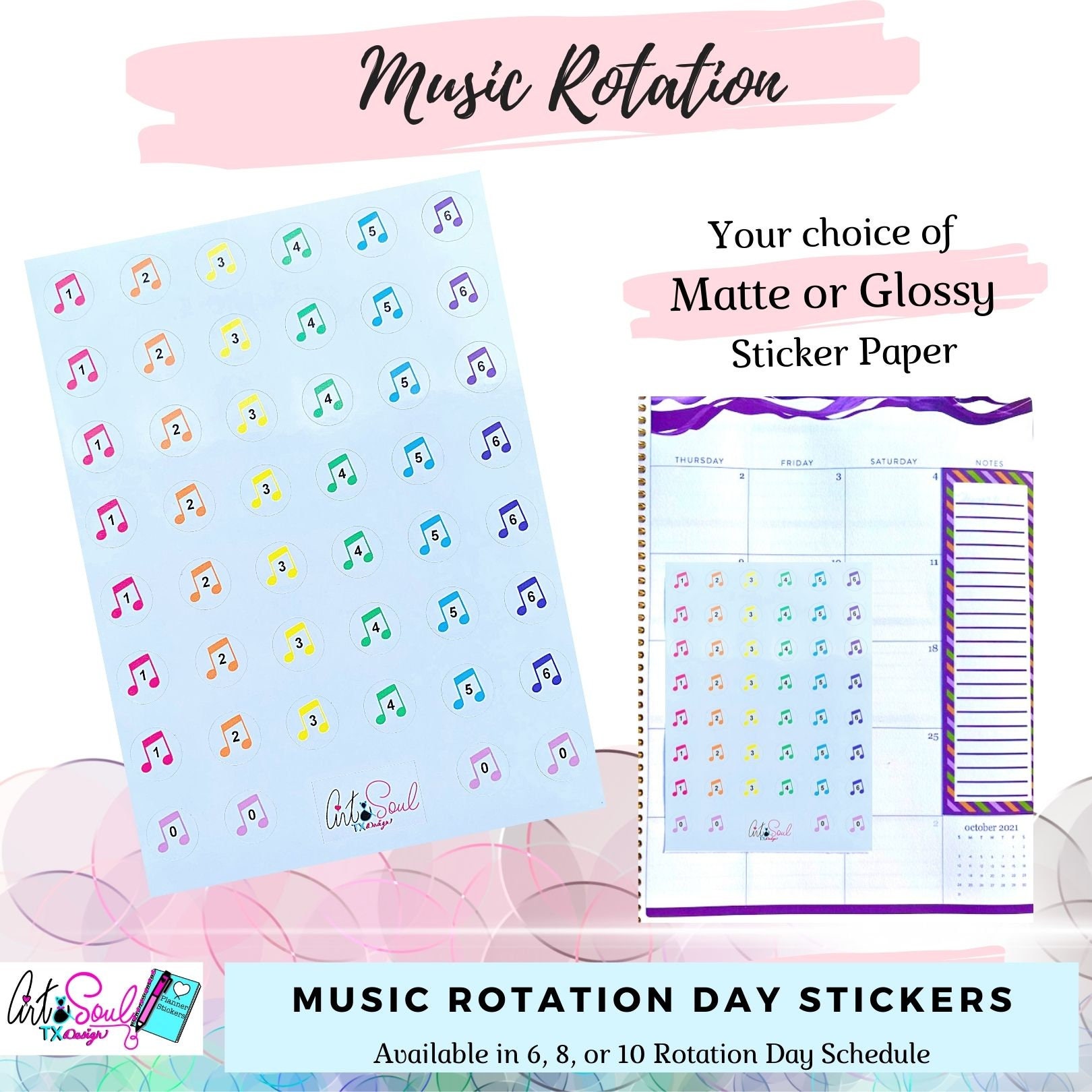 Music Teacher Rotation Schedule Planner Stickers Music - Etsy