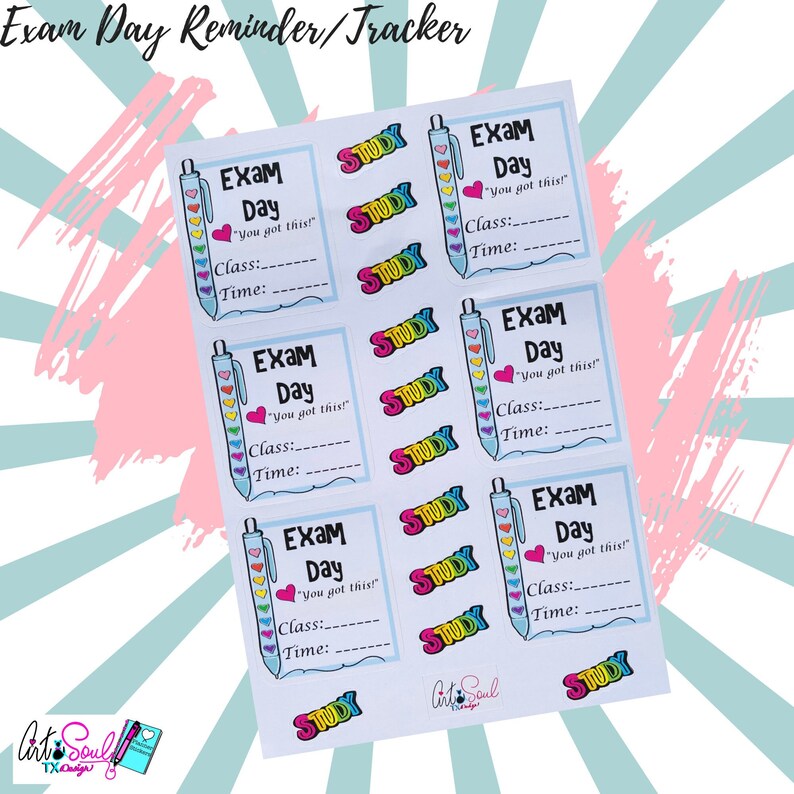 College Exam Day Stickers, College Exam Day Sticker Pack | College ...