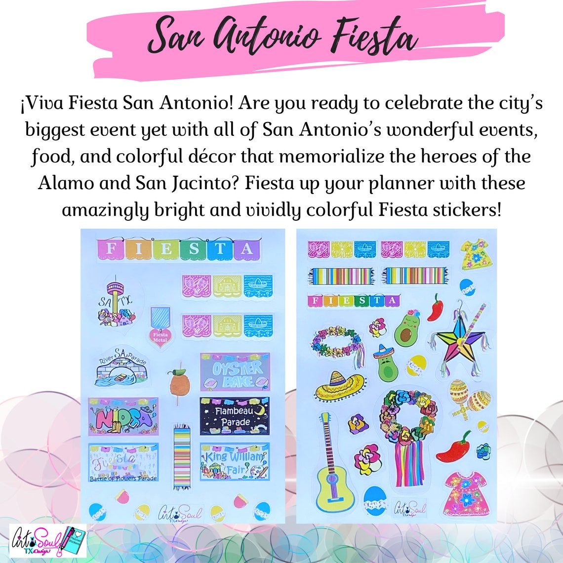 Fiesta San Antonio Sticker Pack Viva Fiesta San Antonio - Etsy