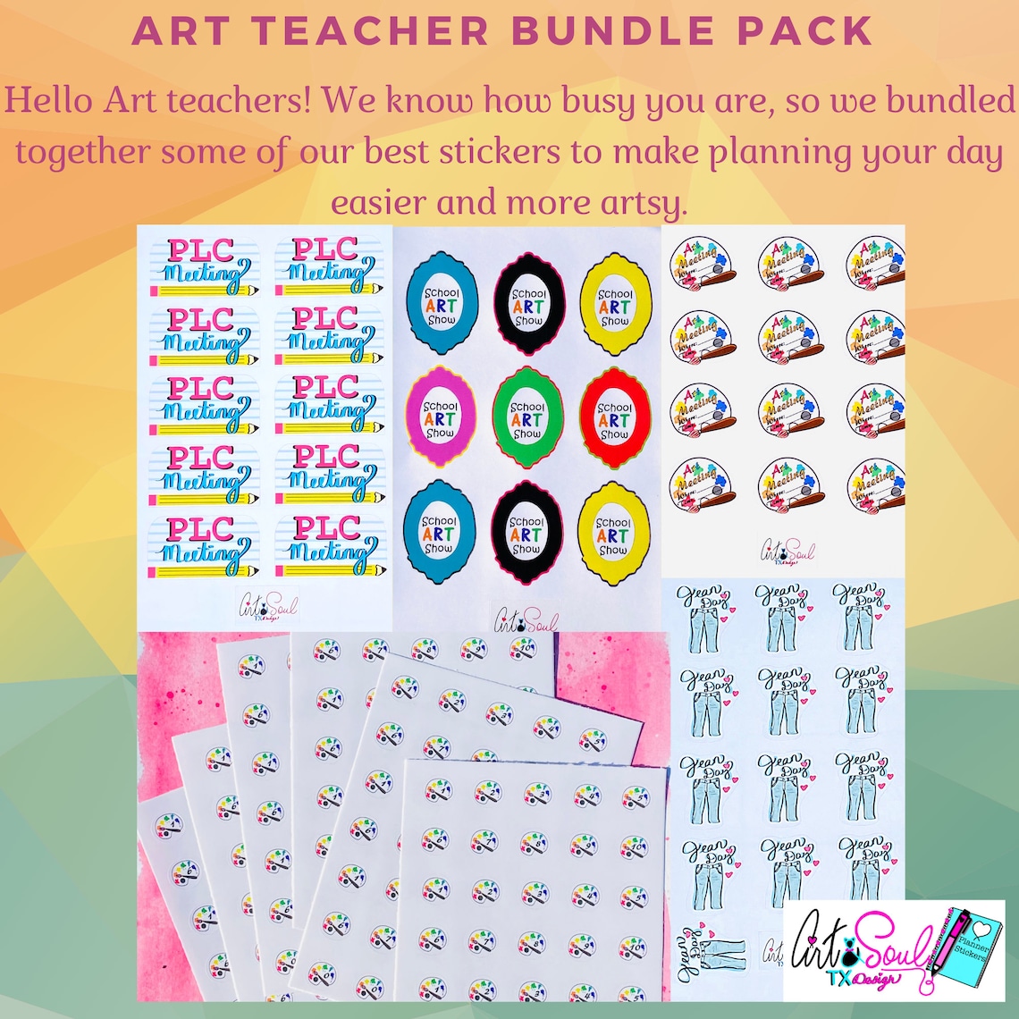Art Teacher Planner Sticker Bundle Rotation Schedule PLC | Etsy