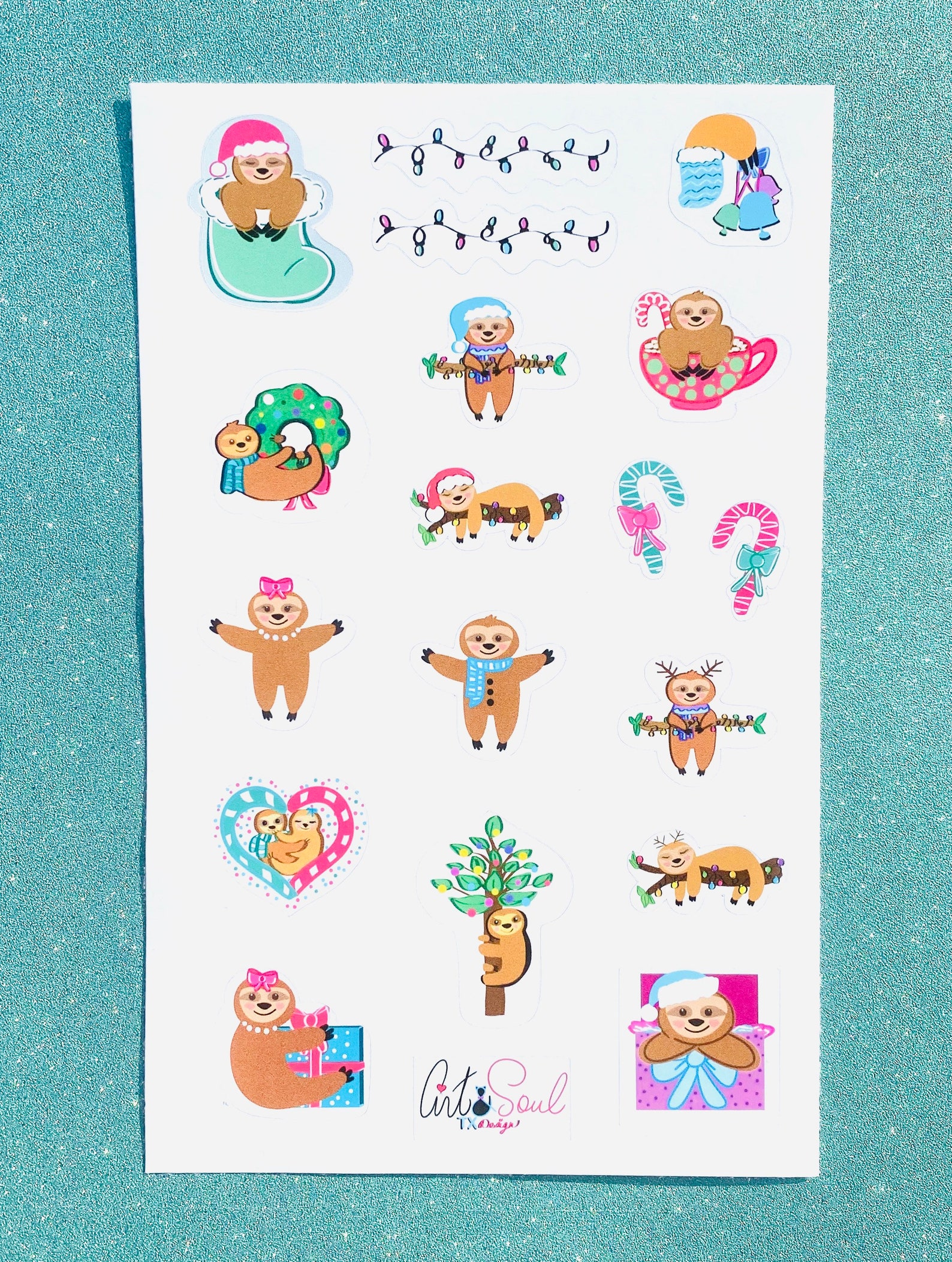 Sloth Christmas Planner Stickers Sloth Gift Hand Drawn - Etsy