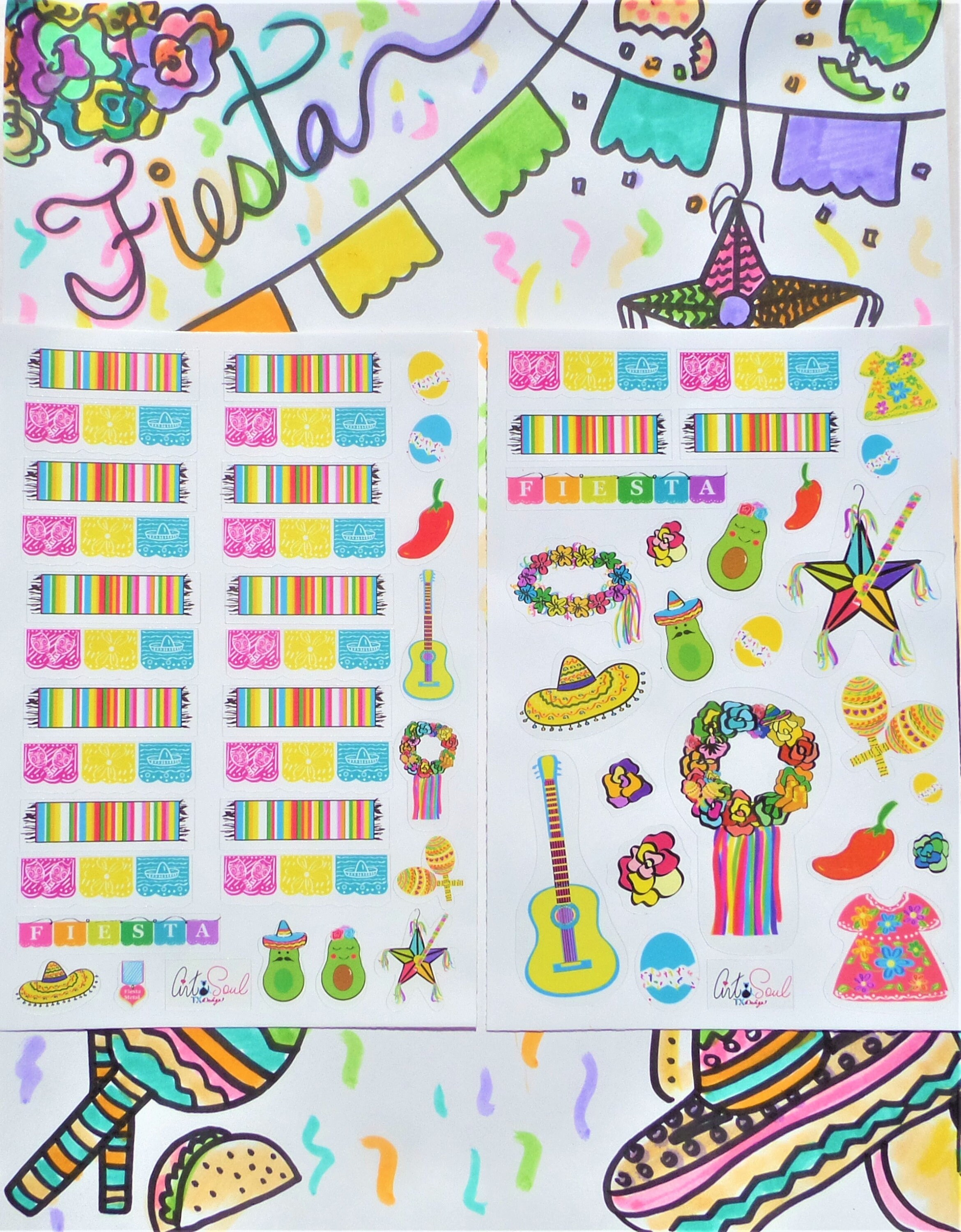 Fiesta Sticker Pack Mexican Fiesta Stickers Viva Fiesta | Etsy