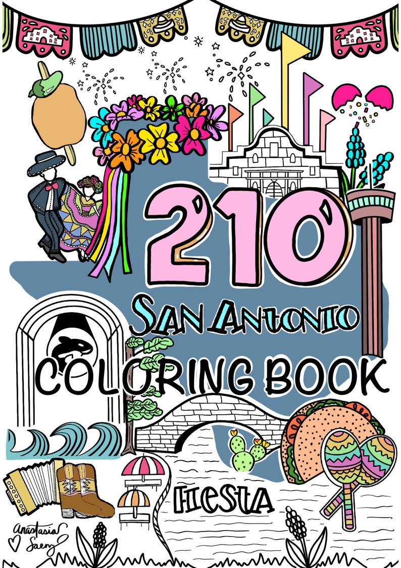 210 San Antonio Coloring Sheets, Digital Art, 13 Pages, Unique San ...
