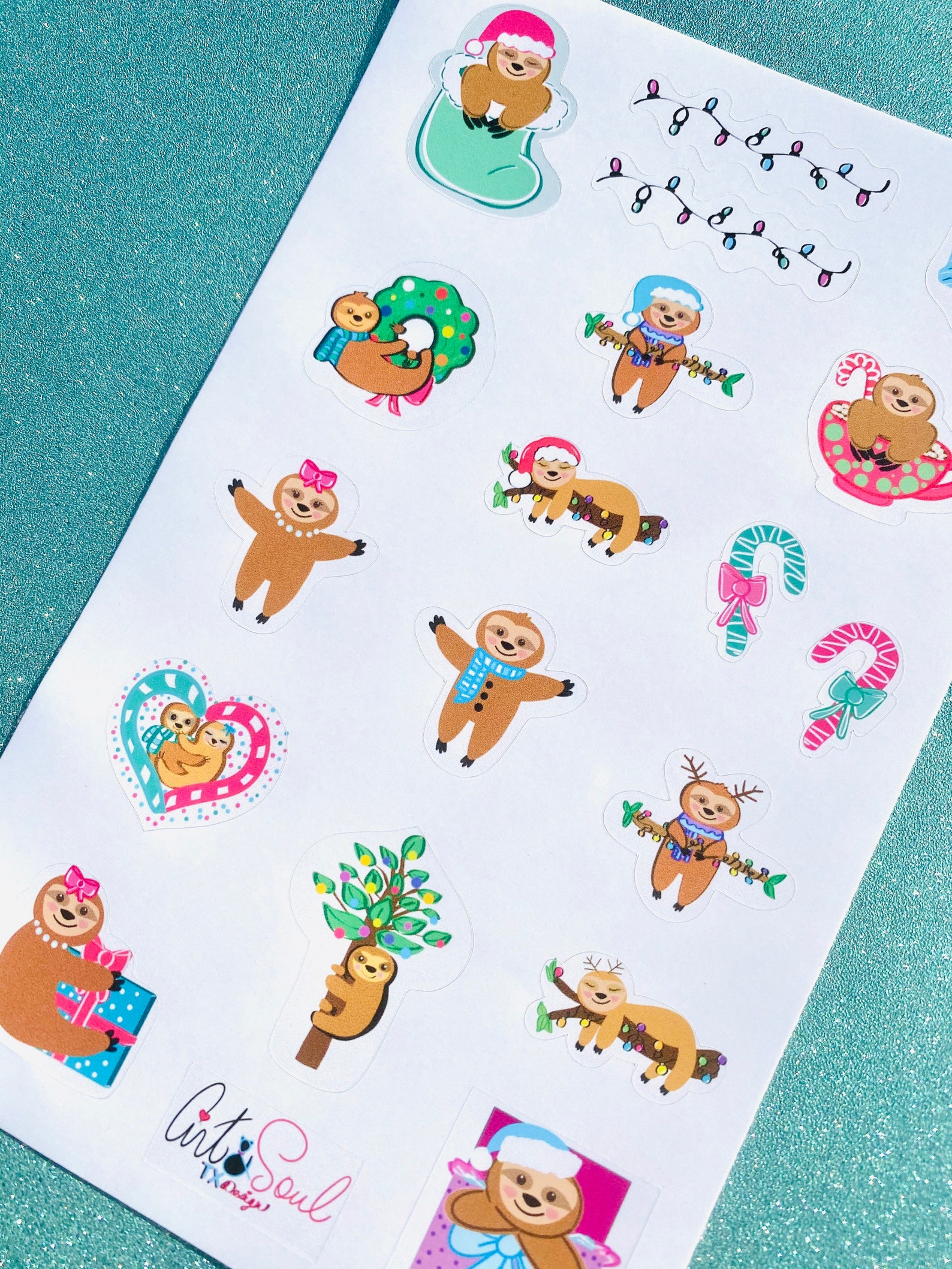 Sloth Christmas Planner Stickers Sloth Gift Hand Drawn - Etsy
