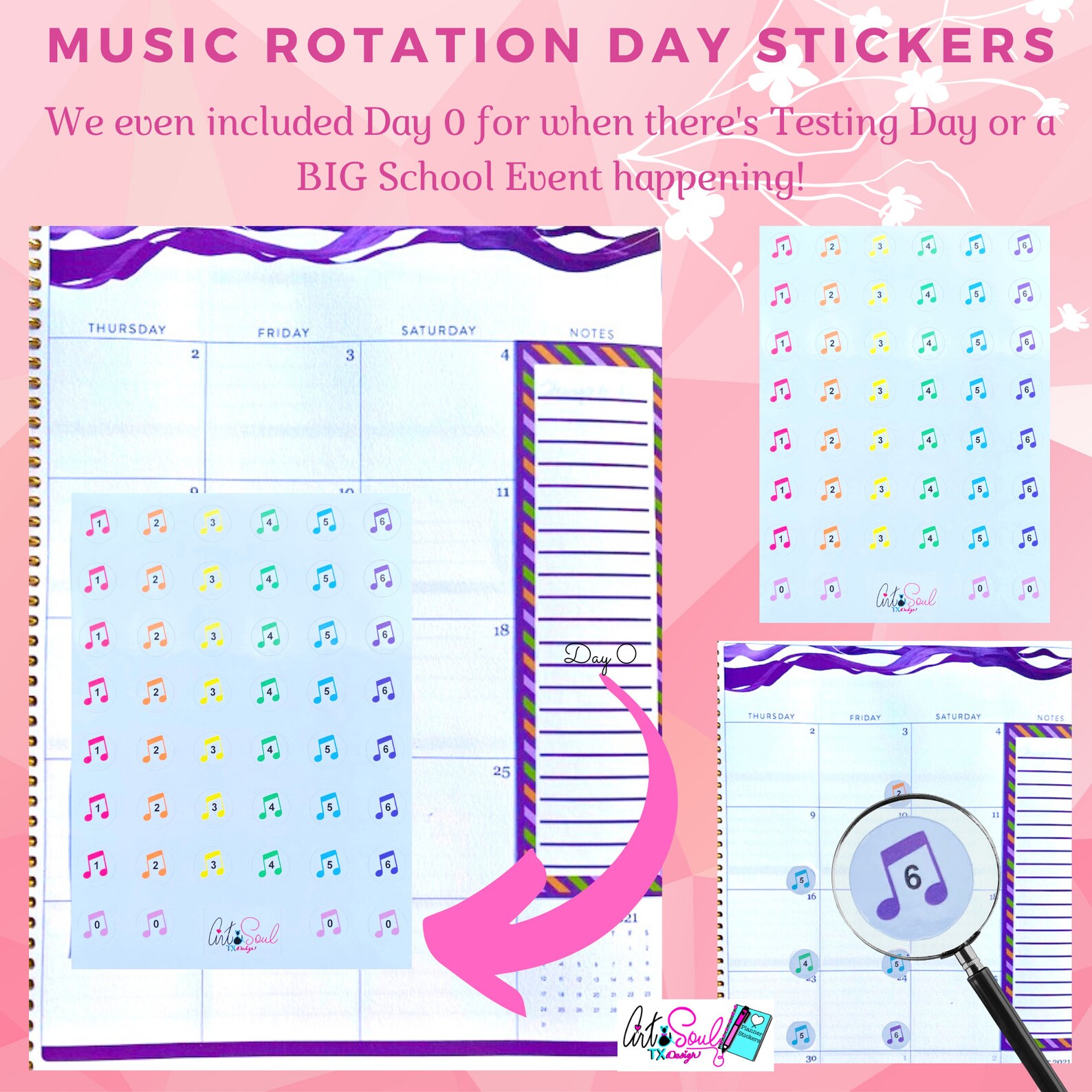 Music Teacher Rotation Schedule Planner Stickers Music | Etsy