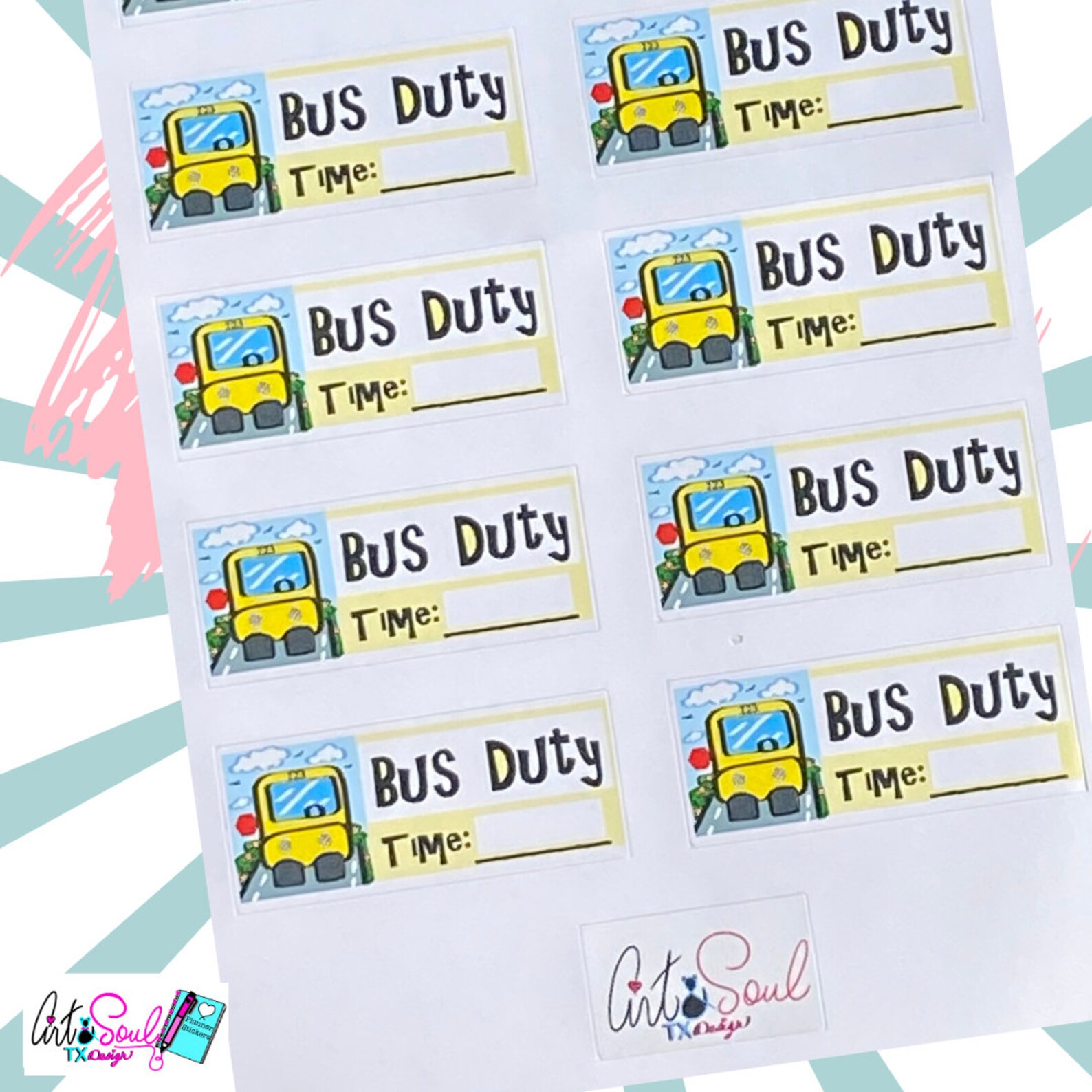 Teacher Bus Duty Planner Stickers, School Duty Reminder Stickers ...