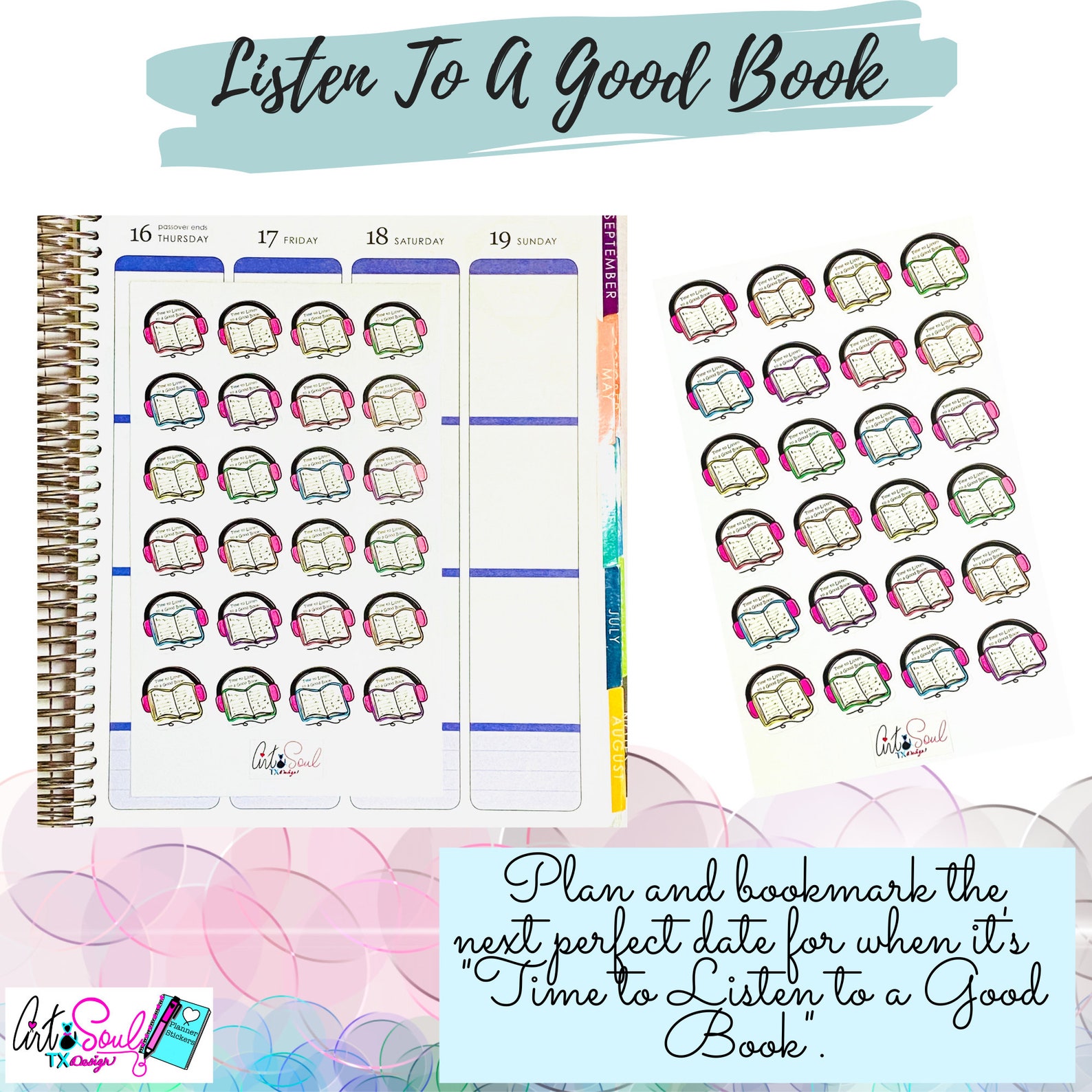 Listen to a Book Time Stickers Audiobook Lover Stickers Book - Etsy