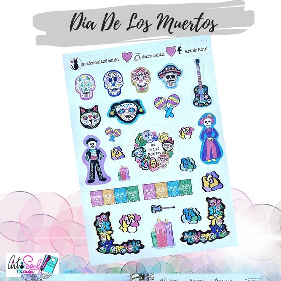 Dia De Los Muertos Planner Stickers Mexican Sugar Skull - Etsy