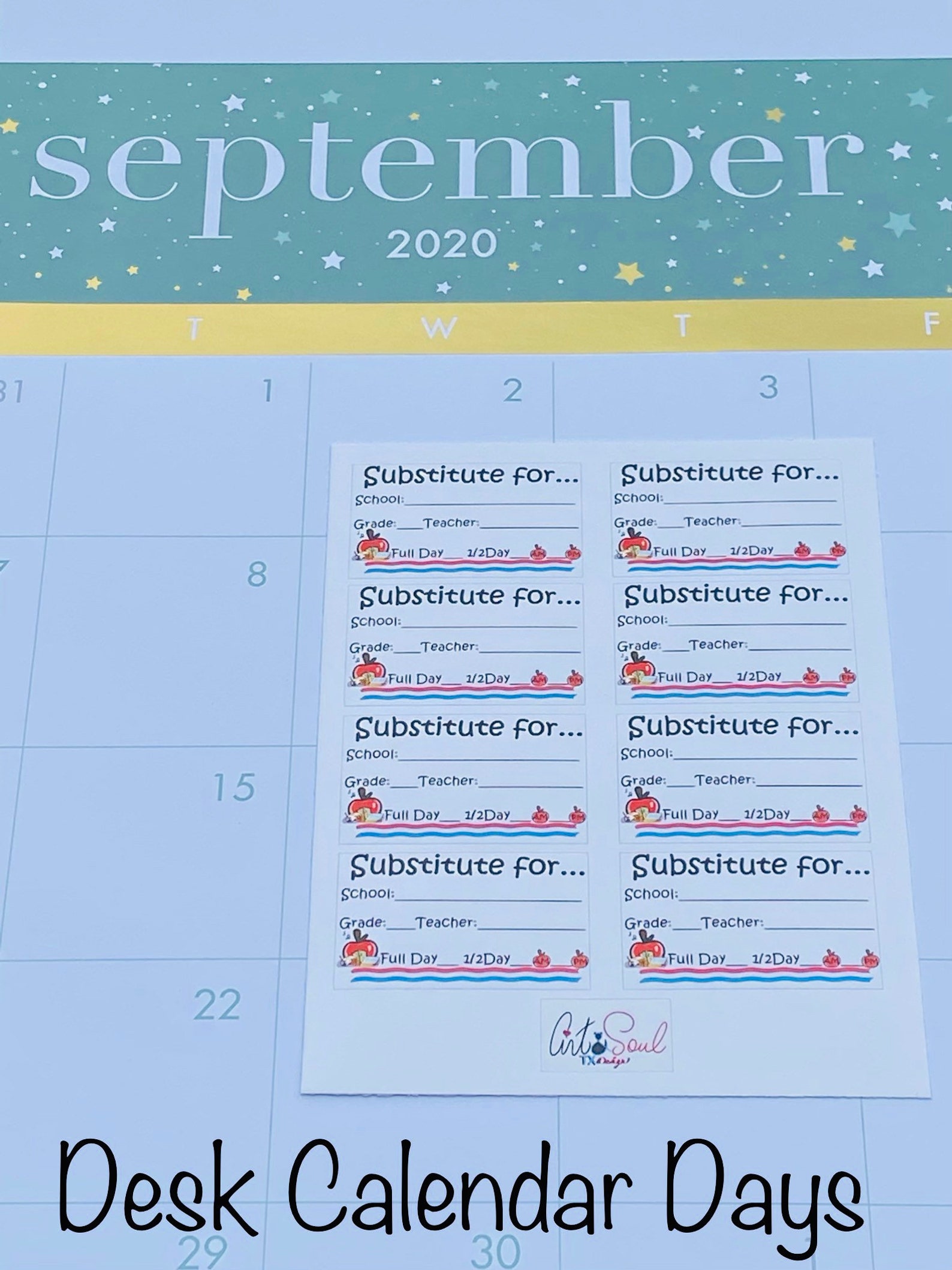 Substitute Teacher Planner Stickers: Classroom Tracker, Desk Calendar ...