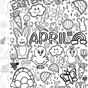 Spring Hand-drawn Coloring Pages, March, April, May 2023 Spring ...